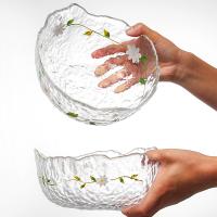 China Household Exquisite Printed Hammer Grain Glass Tableware for sale