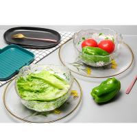 China Household Exquisite Printed Hammer Grain Glass Tableware for sale