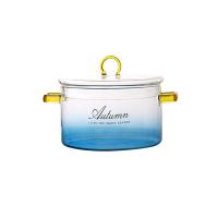 China Simple Gradient Blue 4mm Glass Cutlery Salad Bowl for sale