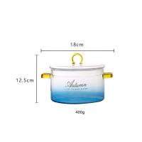 China Simple Gradient Blue 4mm Glass Cutlery Salad Bowl for sale