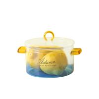 China Simple Gradient Blue 4mm Glass Cutlery Salad Bowl for sale