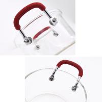 China 1.5L Clear Borosilicate Glass Soup Pot With Red Double Ears for sale
