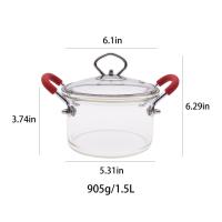 China 1.5L Clear Borosilicate Glass Soup Pot With Red Double Ears for sale