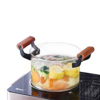 China Double Ears 3L Clear High Borosilicate Glass Soup Pot for sale