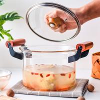 China Double Ears 3L Clear High Borosilicate Glass Soup Pot for sale