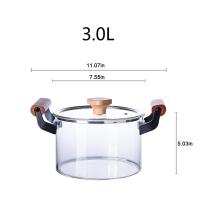 China Double Ears 3L Clear High Borosilicate Glass Soup Pot for sale