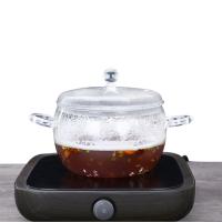 China Soup Round Double Ears 1800ml Borosilicate Glass Pot for sale