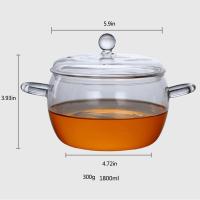 China Soup Round Double Ears 1800ml Borosilicate Glass Pot for sale