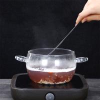 China Soup Round Double Ears 1800ml Borosilicate Glass Pot for sale