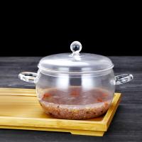 China Soup Round Double Ears 1800ml Borosilicate Glass Pot for sale