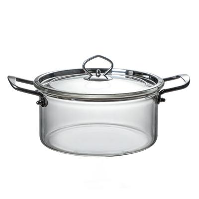 China Kitchenware 5L Borosilicate Transparent Glass Soup Pot for sale