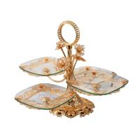 China Golden Restaurant Exquisite Luxury Glass Storage Tray for sale