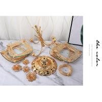 China Golden Restaurant Exquisite Luxury Glass Storage Tray for sale
