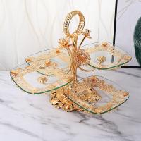 China Golden Restaurant Exquisite Luxury Glass Storage Tray for sale