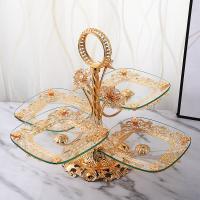 China Golden Restaurant Exquisite Luxury Glass Storage Tray for sale