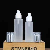 China Spray Cap Frosted 120ml 50g Cosmetic Glass Bottles for sale