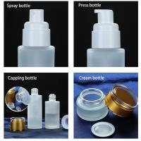 China Spray Cap Frosted 120ml 50g Cosmetic Glass Bottles for sale