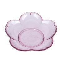 China Creative Pink Cherry Blossom Glass Fruit Salad Plate for sale
