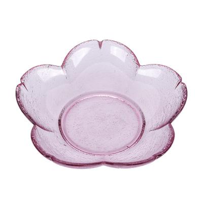 China Creative Pink Cherry Blossom Glass Fruit Salad Plate for sale