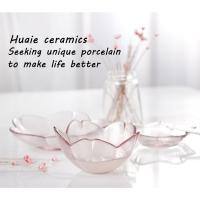 China Creative Pink Cherry Blossom Glass Fruit Salad Plate for sale