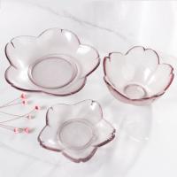 China Creative Pink Cherry Blossom Glass Fruit Salad Plate for sale