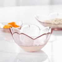 China Creative Pink Cherry Blossom Glass Fruit Salad Plate for sale