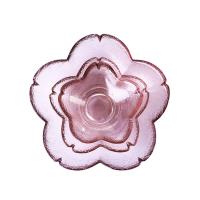 China Creative Pink Cherry Blossom Glass Fruit Salad Plate for sale