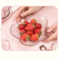 China Creative Pink Cherry Blossom Glass Fruit Salad Plate for sale