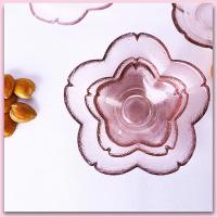 China Creative Pink Cherry Blossom Glass Fruit Salad Plate for sale