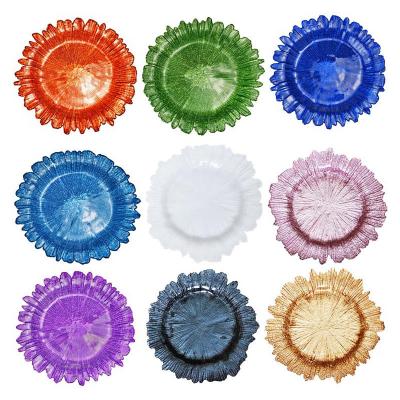 China Colorful 33cm Diameter Sunflower Shaped Glass Fruit Bowl for sale
