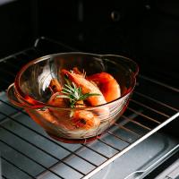 China Restaurant Amber Microwave Heated Glass Tray Bowl Set for sale