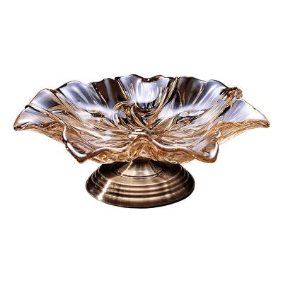 China Luxury Decorative Handmade Bronze Glass Fruit Bowl for sale
