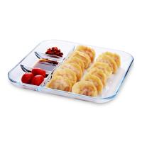 China Clear Microwave Heating Partition Glass Bento Plate for sale
