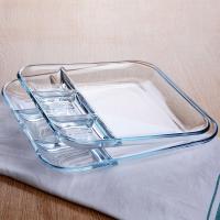 China Clear Microwave Heating Partition Glass Bento Plate for sale