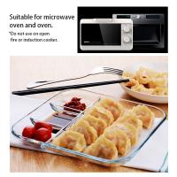 China Clear Microwave Heating Partition Glass Bento Plate for sale