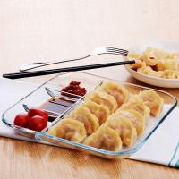 China Clear Microwave Heating Partition Glass Bento Plate for sale