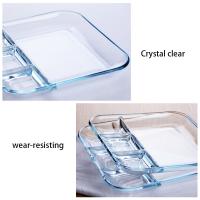 China Clear Microwave Heating Partition Glass Bento Plate for sale