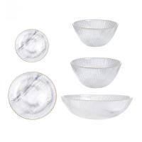 China Household Transparent Vertical Stripe Glass Salad Bowls for sale