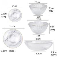 China Household Transparent Vertical Stripe Glass Salad Bowls for sale