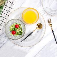 China Household Transparent Vertical Stripe Glass Salad Bowls for sale