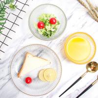 China Household Transparent Vertical Stripe Glass Salad Bowls for sale