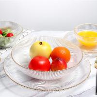 China Household Transparent Vertical Stripe Glass Salad Bowls for sale