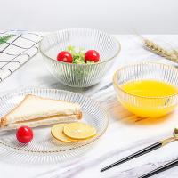 China Household Transparent Vertical Stripe Glass Salad Bowls for sale