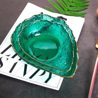 China 4mm Thick Customized Logo Drip Shaped Glass Salad Bowl for sale