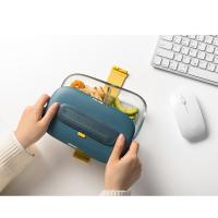 China Green Straw Plastic Cover Multifunctional Glass Lunch Box for sale