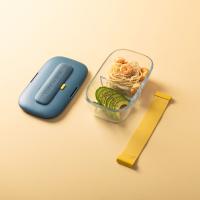 China Green Straw Plastic Cover Multifunctional Glass Lunch Box for sale