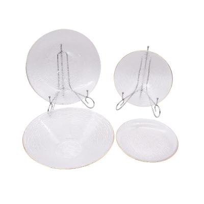 China 4mm Thick Texture Transparent Glass Plate Cutlery Set for sale