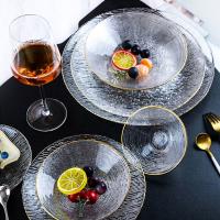 China 4mm Thick Texture Transparent Glass Plate Cutlery Set for sale