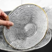 China 4mm Thick Texture Transparent Glass Plate Cutlery Set for sale