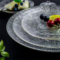 China 4mm Thick Texture Transparent Glass Plate Cutlery Set for sale